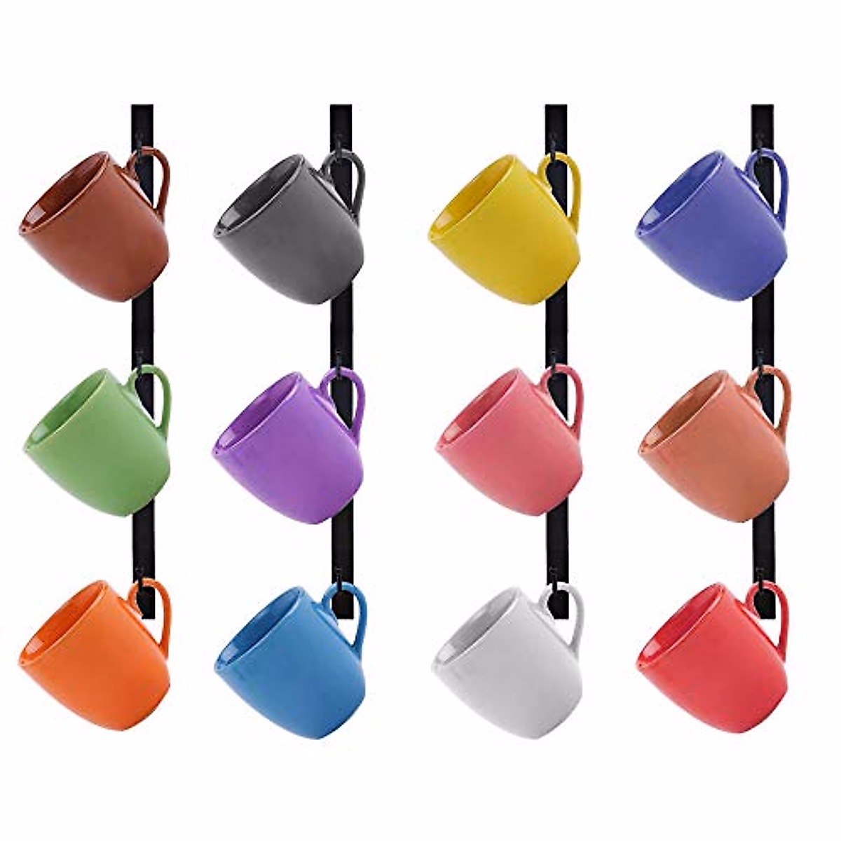 Coffee Mug Wall Rack - Metal Mug Racks for Wall - Wall Mug Rack - Coffee Cup Rack Wall Hanging Holder - Teacup and Mason Jar Hanger Display Holder - Hold a Dozen Cups and Mugs