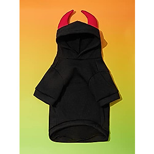 QWINEE Dog Hoodie Reflective Skull Print Cat Clothes Sweatshirt for Puppy Small Medium Dogs Kitten Light Black S