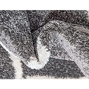 Unique Loom Trellis Frieze Collection Area Rug - Rounded (5' 1" x 8', Dark Gray/ Ivory)