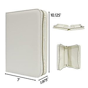 10x7 Inch Personalized Bible Cover – Create Your Own Design, Custom Bible Cover and Carrying Case with Handle – Leatherette Book Covers and Bible Case for Women - White (Design 4)