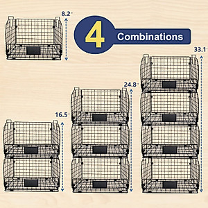 4 PACK XXL Kitchen Organization and Storage Pantry Baskets,Fruit Basket For Kitchen Cabinet,Metal Baskets For Organizing,Vegetable Fruit Snack Chips Onion Potato Cans Organization