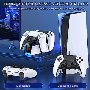 PS5 Controller Charger Station for Playstation 5 Dualsense Controllers with LED Light UP Dual Stand Charger Dock, PS5 Controller Charging Station Accessories for DualSense Edge Charging