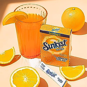 Sunkist Soda Variety Pack, Singles To Go Orange, Strawberry, Grape and Peach (40 Total Sticks)