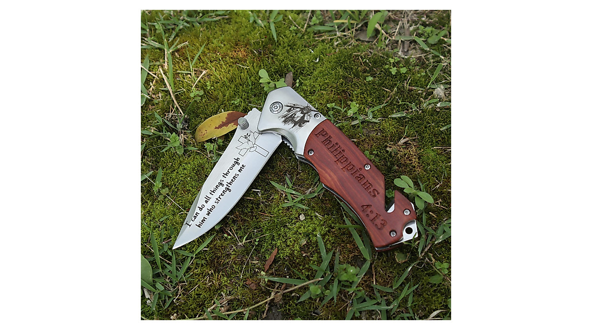 Christian Faith Gift: Religious Bible Verse Pocket Knife for Men