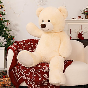 MorisMos Giant Teddy Bear Stuffed Animal 3 ft,36 in Large Teddy Bear,Big Teddy Bear for Baby Shower Decor,Soft Stuffed Bear Plush Toy for Kid Birthday Christmas Girlfriend Valentines Gift,Beige/Cream