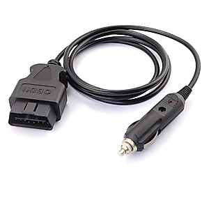 OLLGEN 3M/9.8ft Car OBDII Vehicle ECU Emergency Power Supply Cable Car Memory Save Any 12V DC Power Source OBD Male Connector Cable Adapter