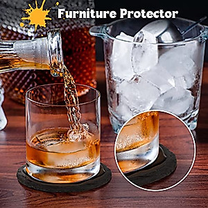 Black Slate Coasters for Drinks - Set of 6 - Anti-Scratch Drink Coasters with Holder - Natural Stone Coasters Bulk, Unique DIY Crafts - Cup Coaster Set for Home Decor, Bar, Coffee, Table