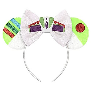 CLGIFT Toy Story Minnie Ears,Pick Buzz Light Year Minnie Ears, Silver gold blue minnie ears, Rainbow Sparkle Mouse Ears,Classic Red Sequin Minnie Ears (Buzz Light Year Toy Story)