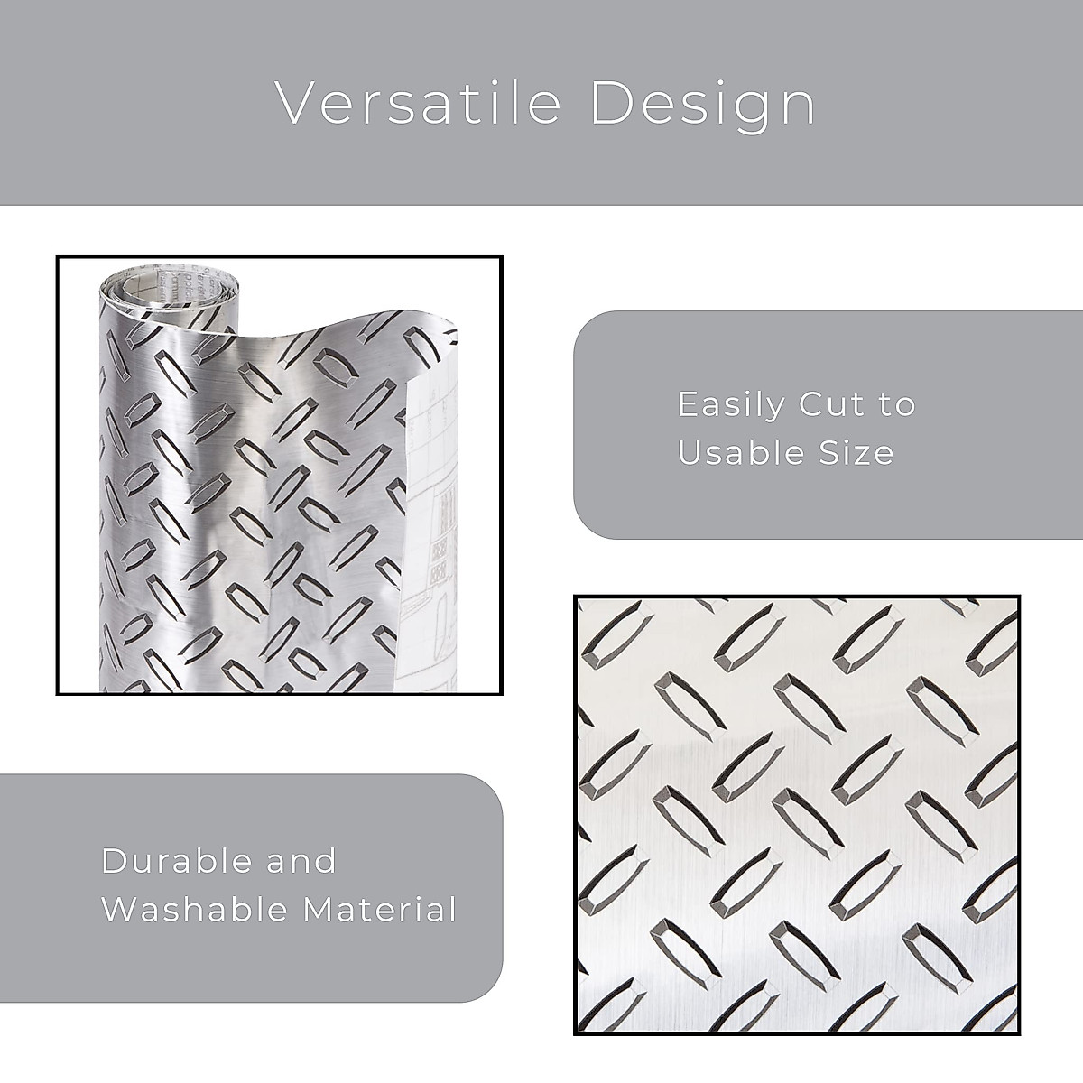 Smart Design Adhesive Shelf Liner - Metallic - 18 Inch x 36 Feet Total (Set of 6 Rolls) - Drawer Cabinet Paper - Kitchen - Diamond Thread