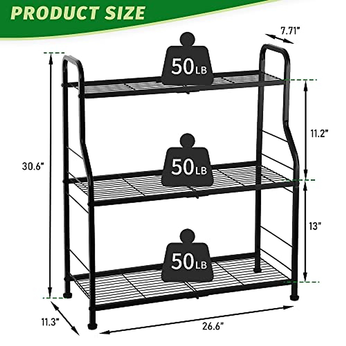 EASEPRES Metal Plant Stand 3 Tier Indoor Plant Shelf, Plant Display Rack, Multiple Flower Pot Holder for Garden, Balcony, Patio, Corner, Window, Living Room, Outdoor