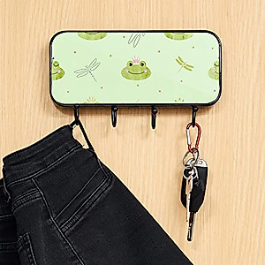 Princess Frog Crown Dragonfly Light Green Personalized Adhesive Hooks Towel Hooks Wall Hooks for Kitchen Bathroom