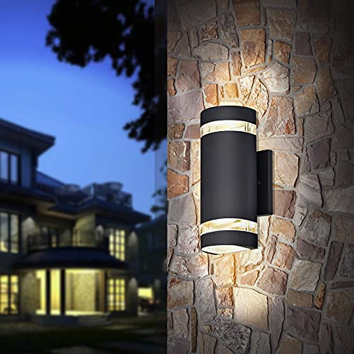 Rosykite Outdoor Wall Lights, Dusk to Dawn Outdoor Lighting Fixtures Wall Mount - Front Door Lights 6000k - Up Down Light Fixture for Porch, Patio, Garage