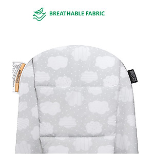 Evolur Koko Portable Infant Bouncer in Grey, Breathable Fabric, Removable Seat Cover, Easy to Clean Baby Bouncer