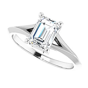 10K Solid White Gold Handmade Engagement Rings 1.0 CT Emerald Cut Moissanite Diamond Solitaire Wedding/Bridal Ring Set for Women/Her Propose Ring Gifts (9.5)