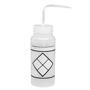 SP Bel-Art Safety-Labeled 2-Color LYOB Wide-Mouth Wash Bottles; 500ml (16oz), Polyethylene w/Natural Polypropylene Cap (Pack of 6) (F11646-0638)
