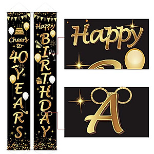 2 Pieces 40th Birthday Party Decorations Cheers to 40 Years Banner 40th Party Decorations Welcome Porch Sign for 40 Years Birthday Supplies (40th Birthday)