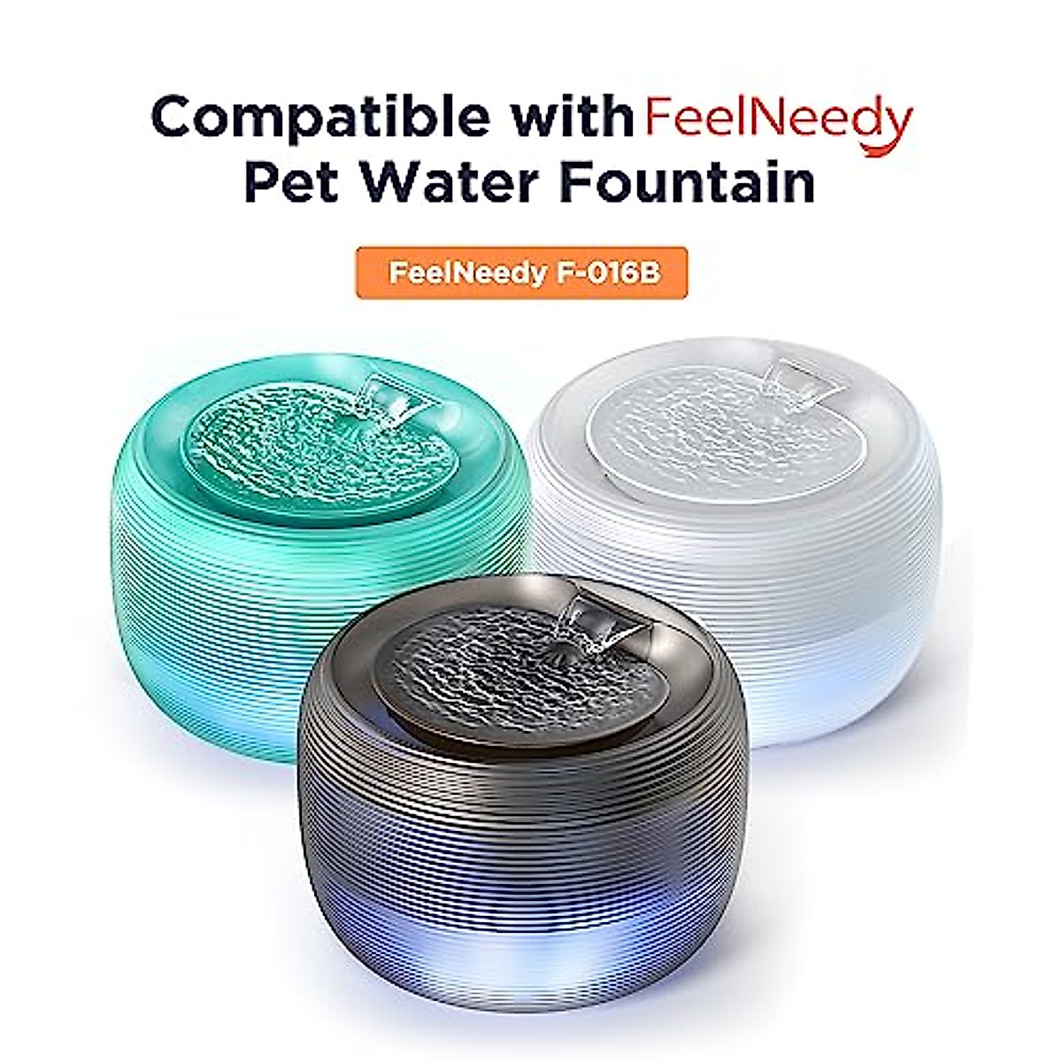 FEELNEEDY 12 Pack Cat Water Fountain Filter & 6 Pack Pump Sponges & 6 Pack Sound-Absorbing Sponges, Pet Water Fountain Filter for 84 fl oz/2.5L Cat Water Fountain (F-016B)