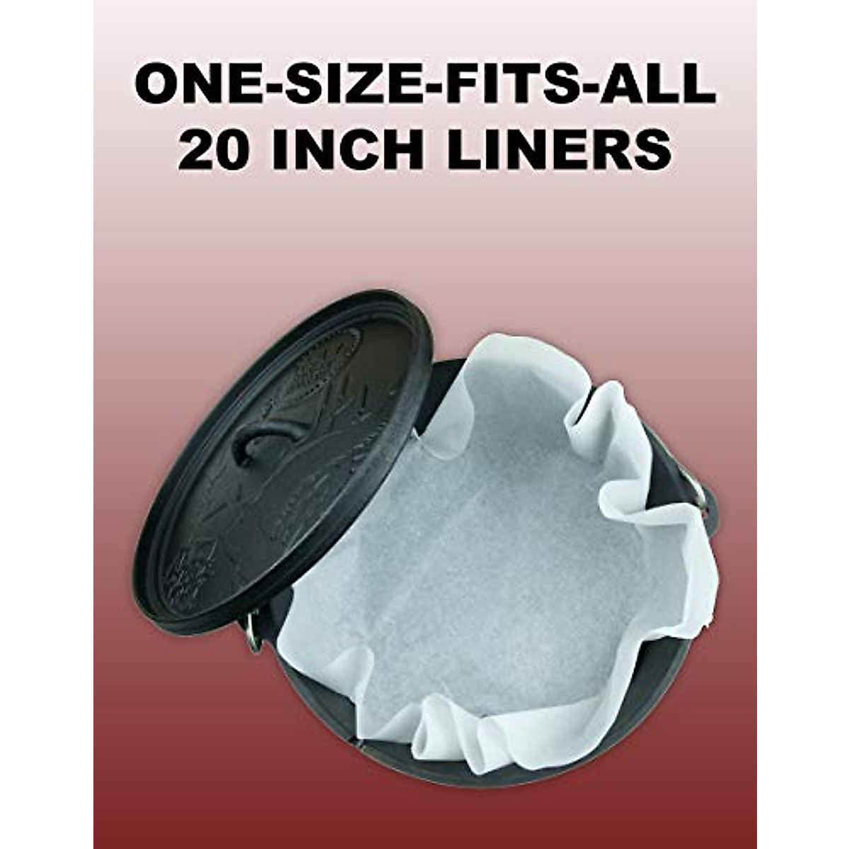 CampLiner Parchment Dutch Oven Liners, 20” Disposable Paper Liners (20 Pack), New 50% Thicker Material