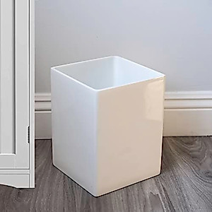 bUnusual Resin Trash Can – White Trash Bin Can with Lacquer High Gloss Finish and Rounded Edge - Waste Bins Basket Ideal for Bathroom and Vanity Spaces