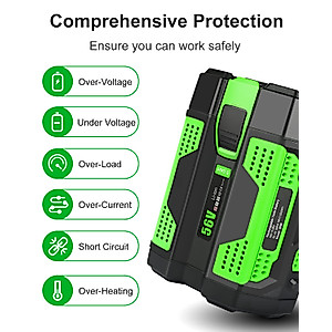 Komifolen 56v 5.0Ah Lithium Ion Replacement Battery Compatible with EGO BA1400T BA2800T BA1120 BA4200