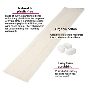 Exfoliating Washcloth [Made in Japan] Shower Back Scrubber, Plant-Based Loofah (Organic Cotton)