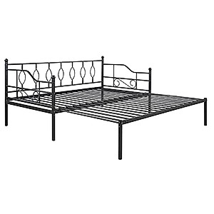Bed Frames Twin, Twin Bed Platform Bed Bed Frame Black Steel with Trundle No Box Required, Easy Assembly 78.7 Inch