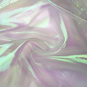 YYCRAFT Two Tone Sheer Organza Fabric by The Yard for Curtain Weddings Decor 2 Yards, Iridescent White