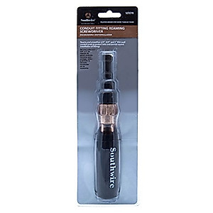 Southwire SDCFR Conduit Fitting Reaming Screwdriver; Heavy Duty; Dual Function; Multi Use Detachable Head; Compatible with Drill; Cushion Grip Handles for Comfort