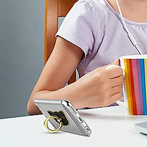 Cellphone Ring Holder Finger Kickstand (2 Pack) - ifab 360° Rotation/Sturdy/Reusable/Grip/Stand/ Universal - Compatible with All Smartphones - Cat Black