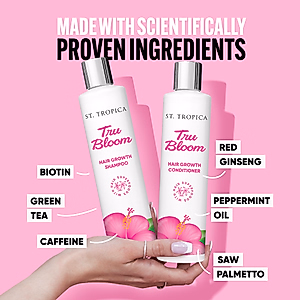 Tru Bloom Hair Growth Shampoo and Conditioner 10oz Set - To Combat Hair Loss & Hair Thinning | With Scientifically Proven ingredients like Biotin, Caffeine, Peppermint Oil, Saw Palmetto & Red Ginseng