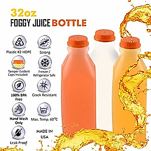 [100 PACK] Empty Plastic Juice Bottles with Tamper Evident Caps 32 OZ - Smoothie Bottles - Ideal for Juices, Milk, Smoothies, Picnic's and even Meal Prep by EcoQuality Juice Containers