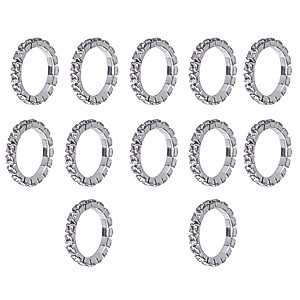 joyMerit 12pcs Women Finger Rings Sparkly Rhinestone Elastic Stretch Rings Jewelry - Silver+White