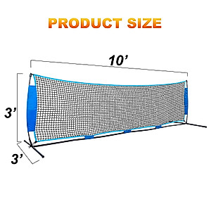 Sharellon Volleyball Net, Portable Volleyball Net, 10x3FT Volleyball Tennis Pickleball Soccer Training Net for Kids Indoor, Outdoor, Backyard, Beach, Driveway, Pool with Carrying Bag