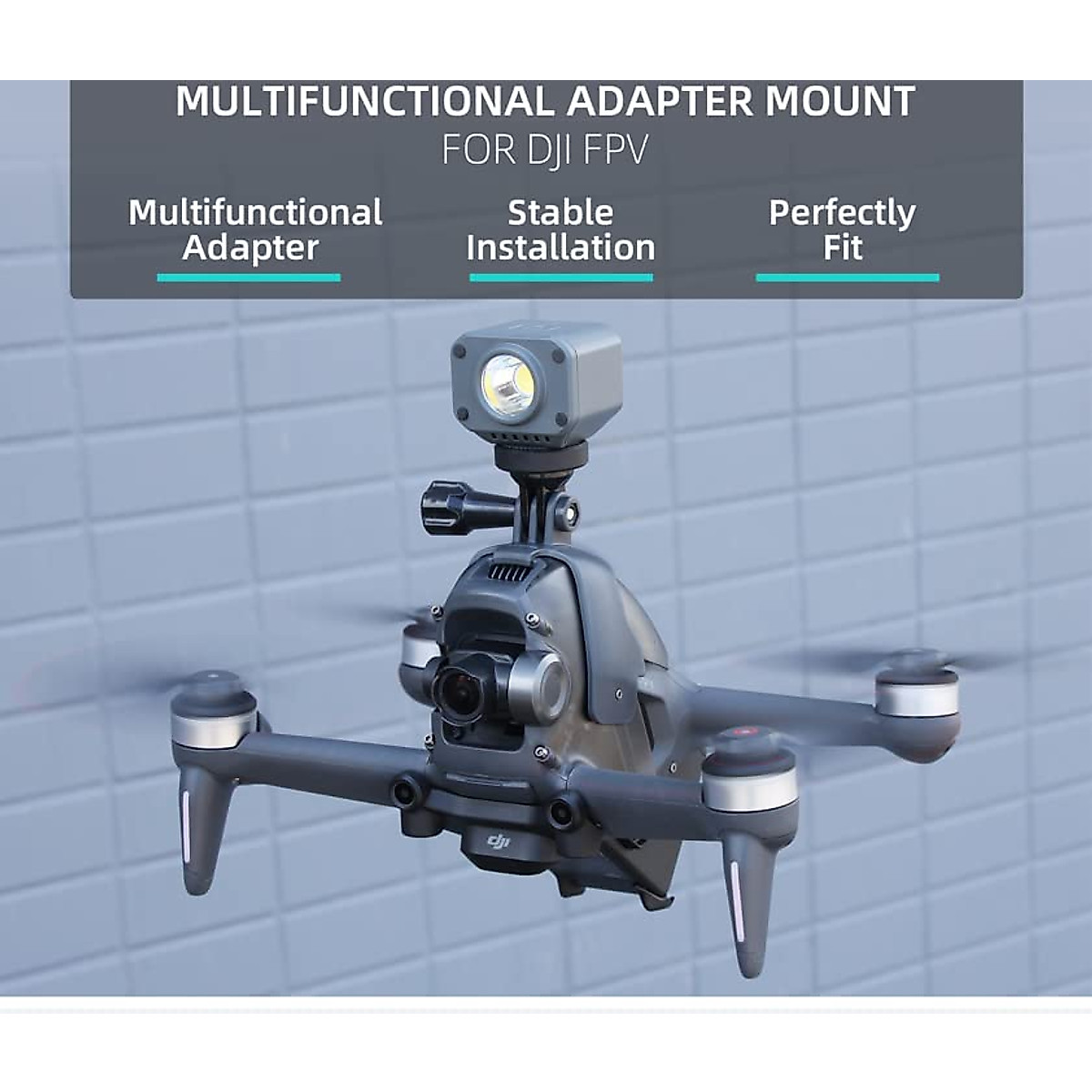 BTG DJI FPV Drone Action Camera Mount Holder for DJI Action 2 /OSMO Action/Pocket 1,2 /GoPro Series/Fimi Palm 1, 2 / Insta360 ONE X2/ONE R/Night Light/Fill Light Sport Camera Mount