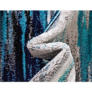 Unique Loom Metro Collection Area Rug (6' 1" x 9' Rectangle, Navy Blue/ Beige)