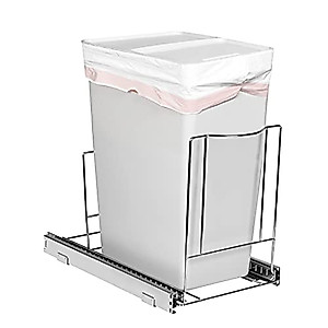 Hold N' Storage Pull Out Trash Can Under Cabinet- Trash Can Not Included, Heavy Duty w/ 5 Year Limited Warranty- Requires a 13”W X 22”D Cabinet Opening, Chrome