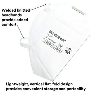 3M N95 Particulate Respirator 9502+, Disposable, Helps Protect Against Non-Oil Based Particulates, 50/Pack