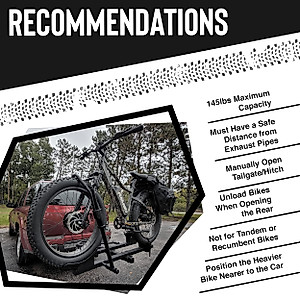 Rambo Bikes Fat Tire Electric Bike Hauler - Bike Rack Hitch Style 2-Bike Carrier - 145lbs Max Capacity, Fits 16"-29" Tire Sizes, Easy Tailgate or Hitch Access - Folds Compact for Easy Storage