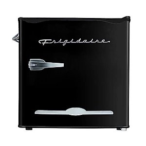 FRIGIDAIRE Black EFR176- AMZ Retro Mini Refrigerator-Energy Saving-Adjustable Thermostat Control-Side Mounted Bottle Opener-Ideal for Dorm, Office, RV, Garage, Apartment 1.6 Cubic Feet
