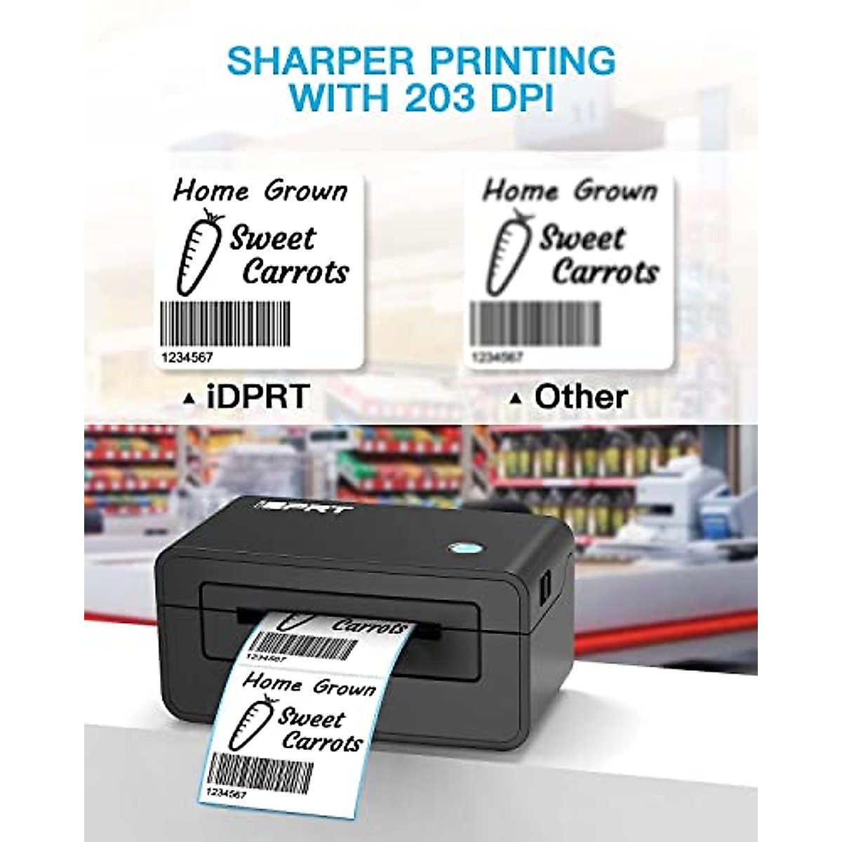 iDPRT Thermal Label Printer SP410 Thermal Shipping Label Printer, 4x6 Label Printer, Thermal Label Maker, Compatible with Shopify, Ebay, UPS, USPS, FedEx, Amazon & Etsy, Support Multiple Systems