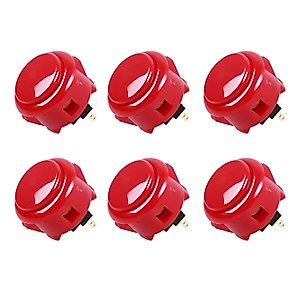 Sanwa 6 pcs OBSF-30 Original Push Button 30mm - for Arcade Jamma Video Game & Arcade Joystick Games Console (Red) S@NWA