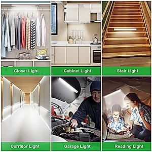 goodland 160 LED Closet Lights Motion Sensor Under Cabinet Indoor Wireless Lighting 3600mAh Battery Powered Light Bar Dimmable Rechargeable for Kitchen, Wardrobe, Stairs(2 Pack)