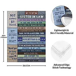 Sister in Law Birthday Gifts - Gifts for Sister in Law - Sister in Law Gifts Blanket - Sister in Law Gifts for Women - Anniversary Valentine Wedding Sister in Law Gifts - Bonus Sister Gifts 60"X 50"