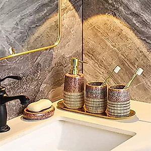 CZDYUF Ceramic Bathroom Five-Piece Wash Set Bathroom Supplies Bathroom Mouthwash Cup Toothbrush Cup Set