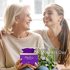 NEWNOVE Mothers Day Gifts - Preserved Real Purple Rose with Angel Wings Necklace - Flower Gifts for Women Wife Girlfriend Mom and Grandma, Anniversary Birthday Gifts for Women