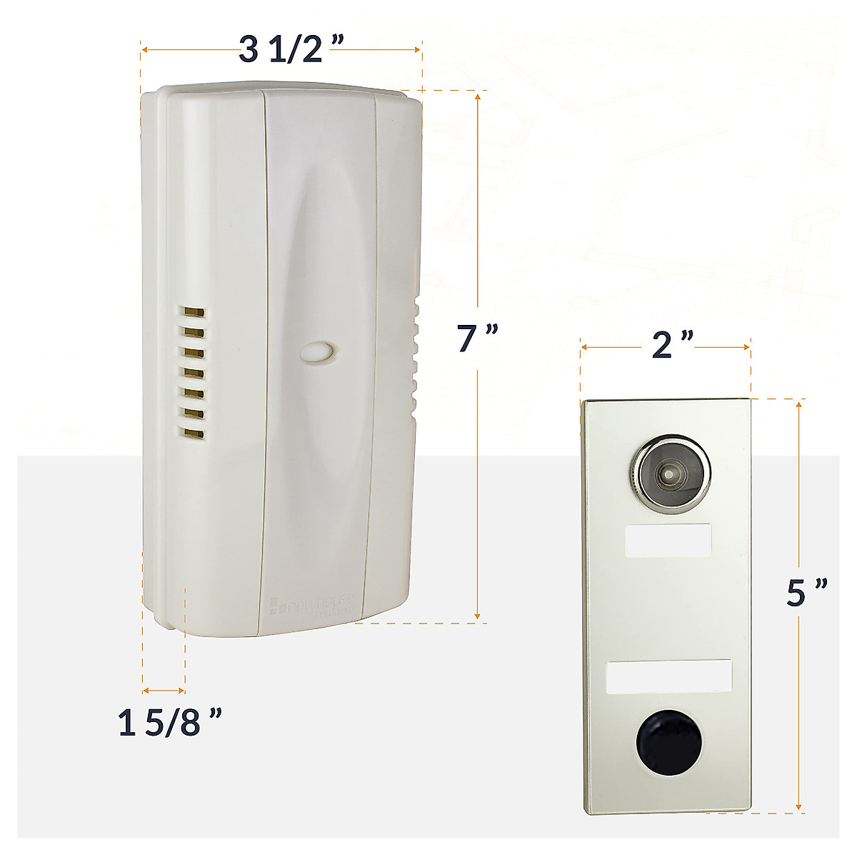 2-Note Mechanical Door Bell Chime and Door Button with Viewer, Silver