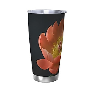 jshmgchw 3d Peony 20oz Tumbler, Car Cup With Lid And Straw, Spill-Proof, Stainless Steel Double Wall Vacuum Insulated Reusable Coffee Travel Mug, For Cold Drinks, Hot Beverage
