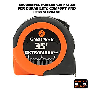 GreatNeck 95010 35 Ft. x 1 Inch ExtraMark Tape Measure, Tape Measure with Fractions, Tape Measure Retractable, Measuring Tape Easy Read