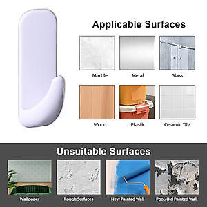 Gluest 20pcs Adhesive Wall Hooks with 20 Adhesive Strips, Wall Hooks for Wall No Damage, Removable Wall Hooks for Hanging, Coat Hooks, Key Hooks & Key Holder, Robe Towel Hooks Hanger