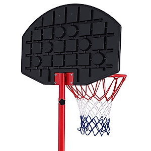 Movable Portable Basketball Hoop Mini Basketball Hoop System for Youth, Height Adjustable(5.25-7.4 ft) Basketball Hoop Indoor Outdoor Basketball Hoop,Gift for Youth Black/Red
